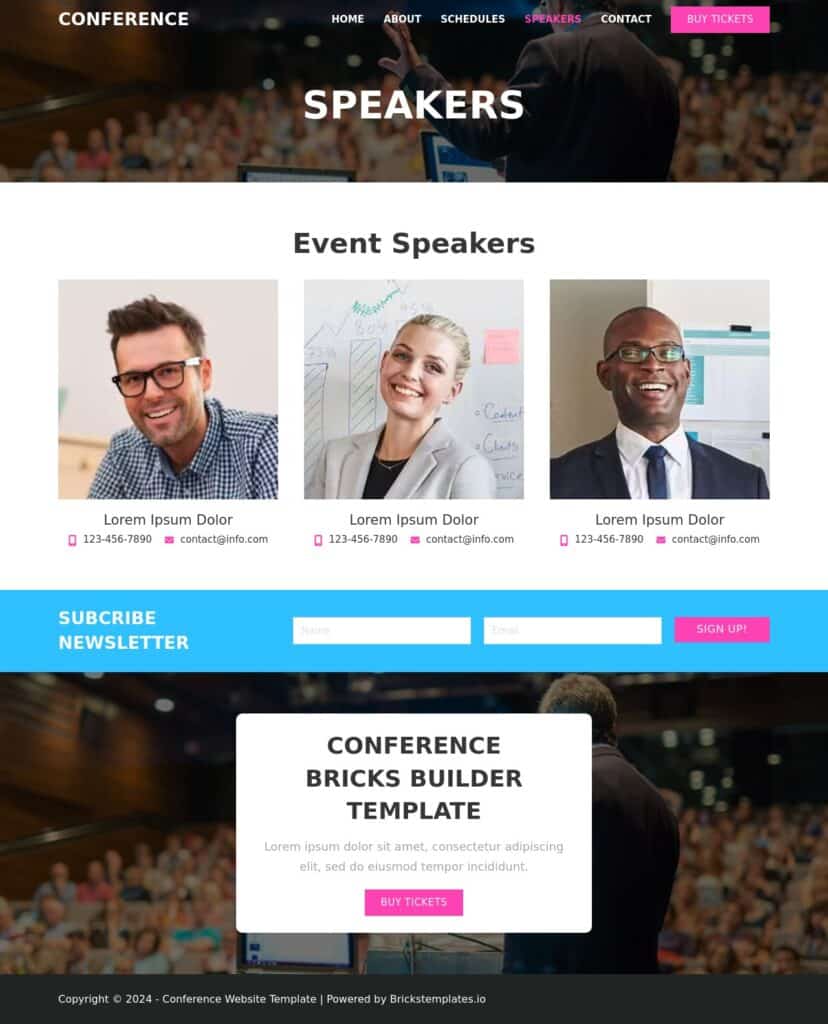 Speakers – Conference Website Template